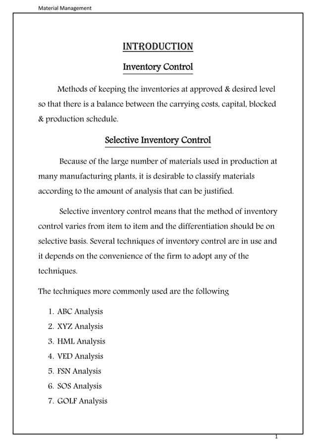 Selective inventory control | PDF | Logistics | Business
