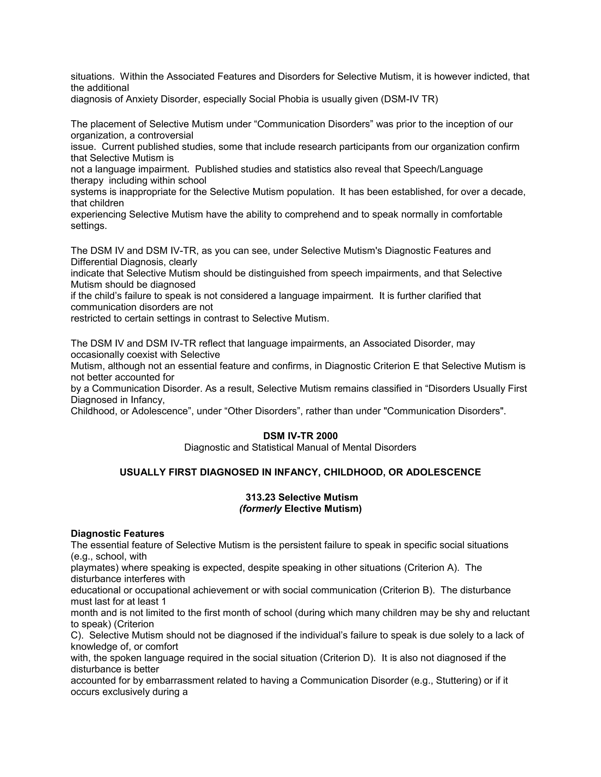 Selective mutism | DOCX | Brain and Nervous System Disorders | Diseases ...