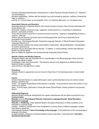 Selective mutism | DOCX | Brain and Nervous System Disorders | Diseases ...