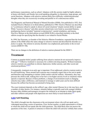 Selective mutism | DOCX | Brain and Nervous System Disorders | Diseases ...