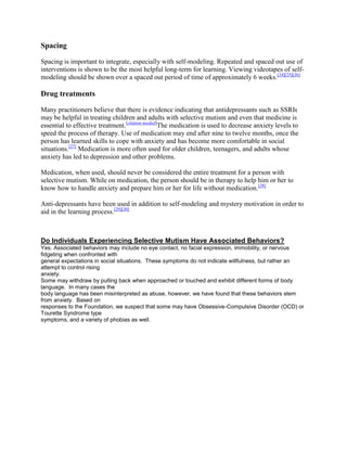 Selective mutism | DOCX | Brain and Nervous System Disorders | Diseases ...