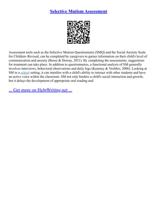 Selective Mutism Assessment | PDF