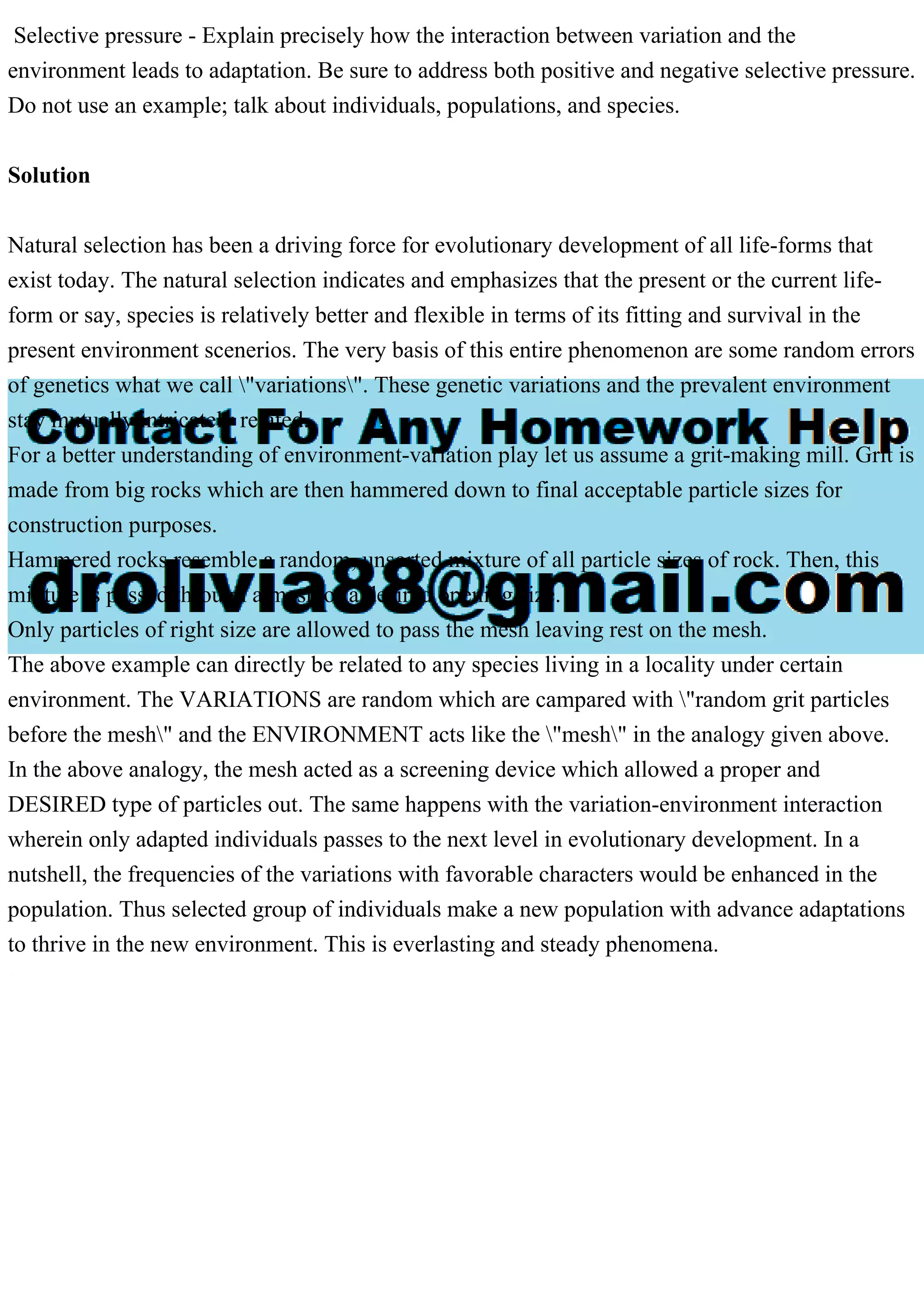 Selective pressure - Explain precisely how the interaction between va.pdf