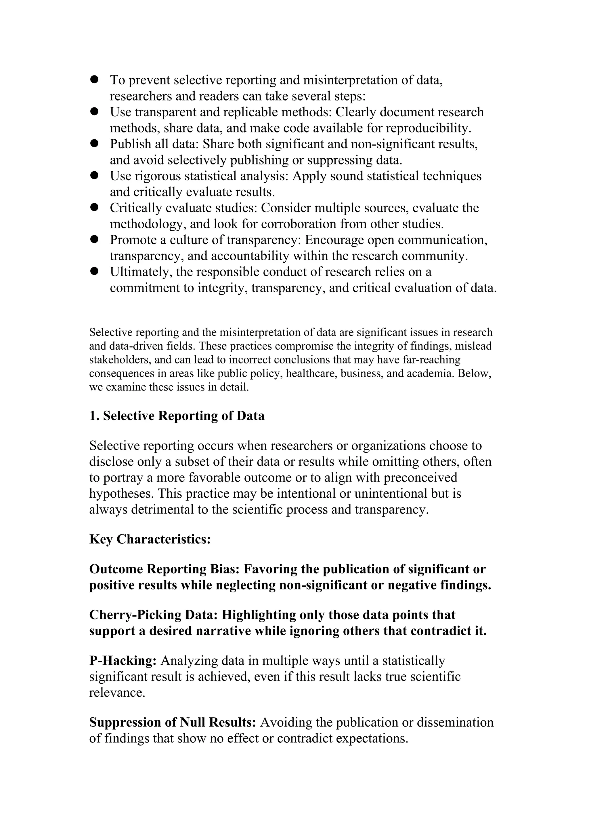 Selective reporting and misinterpretation of data.docx