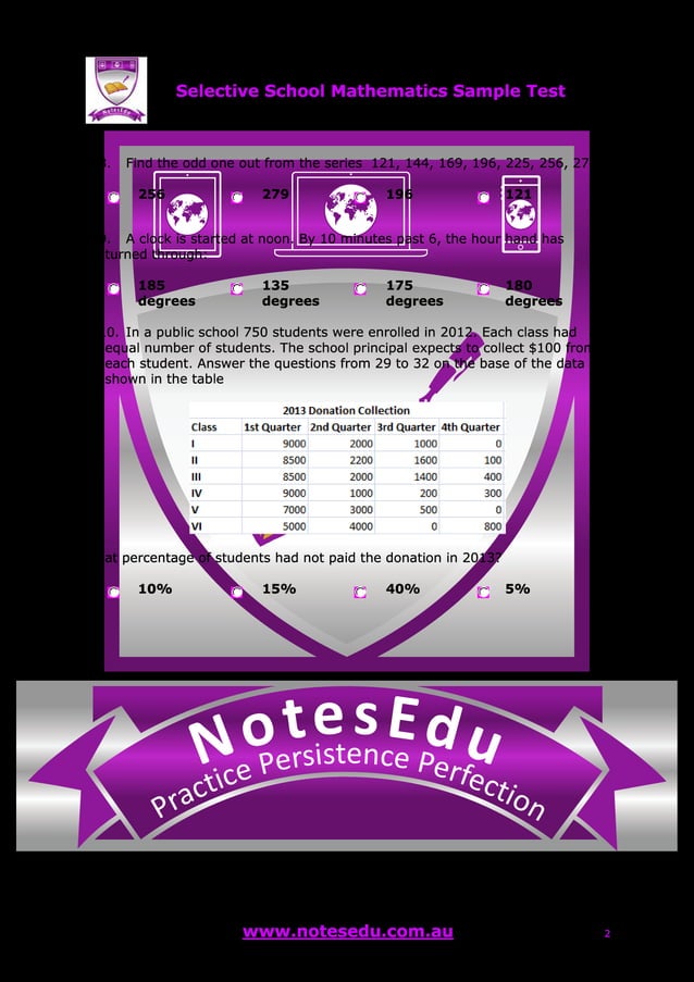 Selective school mathematics sample test | PDF