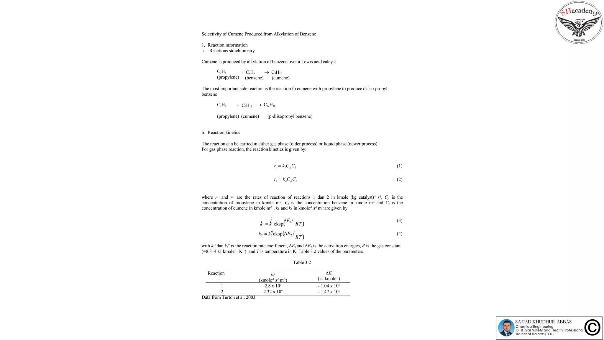 Episode 49 : Selectivity of Cumene Produced from Alkylation of Benzene ...