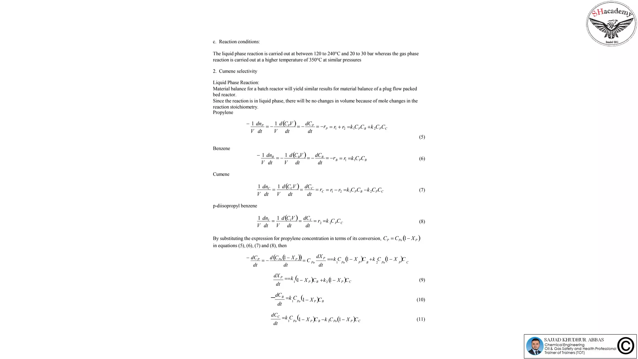 Episode 49 : Selectivity of Cumene Produced from Alkylation of Benzene | PPTX