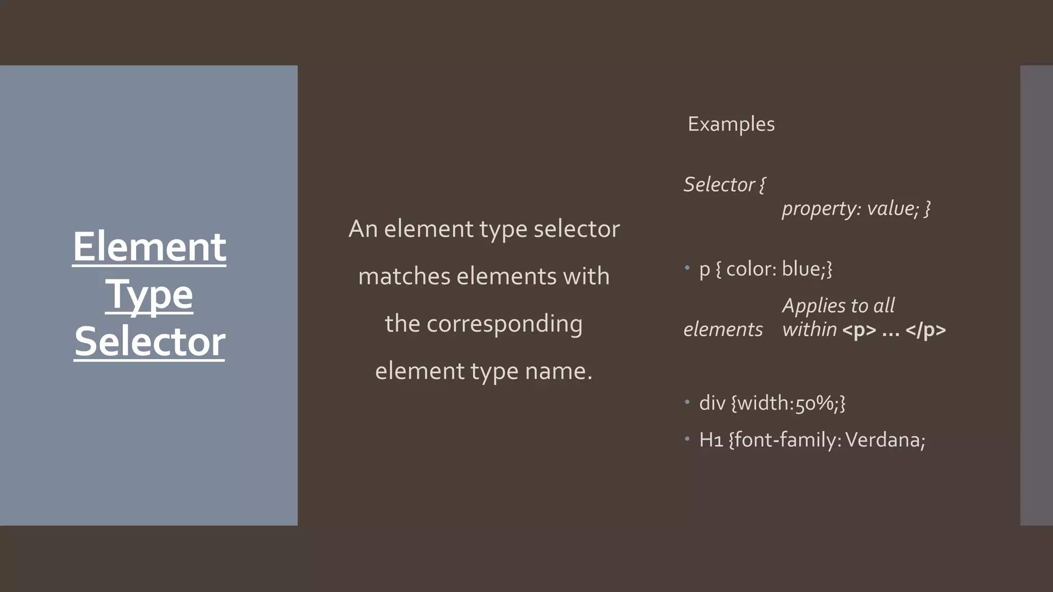 Types of Selectors (HTML) | PPT