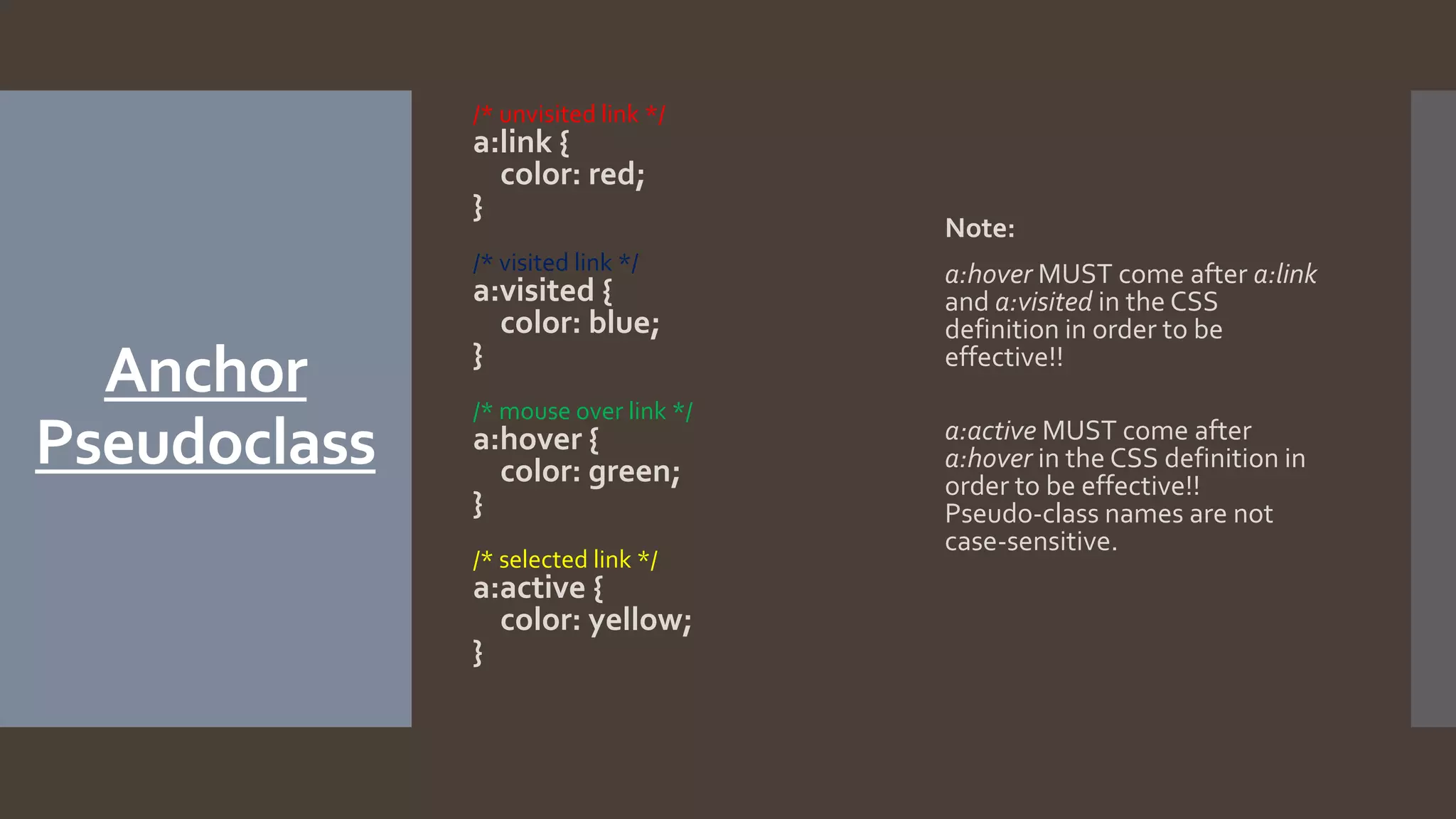 Types of Selectors (HTML) | PPT