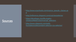 Types of Selectors (HTML) | PPT