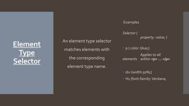 Types of Selectors (HTML) | PPT | Free Download