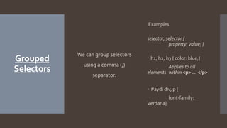 Types of Selectors (HTML) | PPT