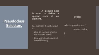Types of Selectors (HTML) | PPT