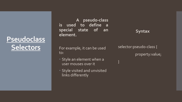 Types of Selectors (HTML) | PPT