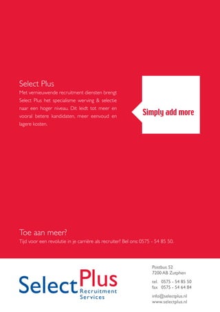 Select Plus Brochure Voor Recruiters | PDF