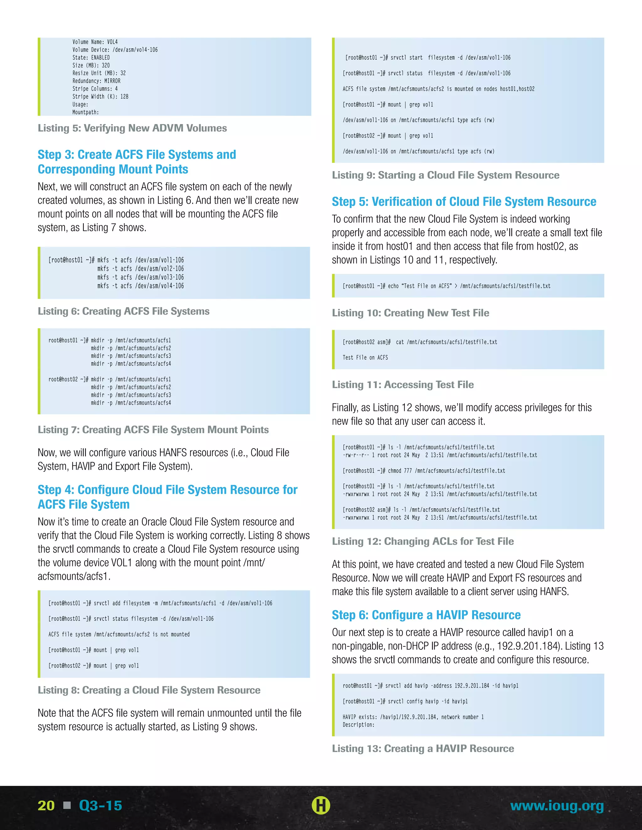 Oracle ACFS High Availability NFS Services (HANFS) Part-I | PDF