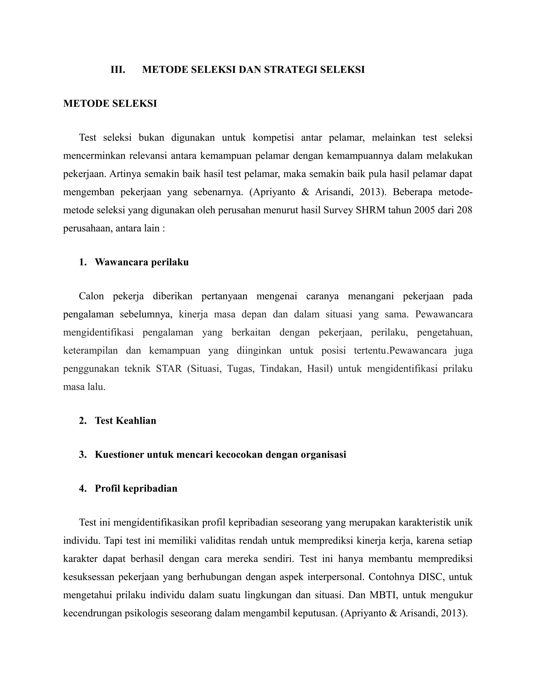 Makalah Seleksi dan penempatan | DOC