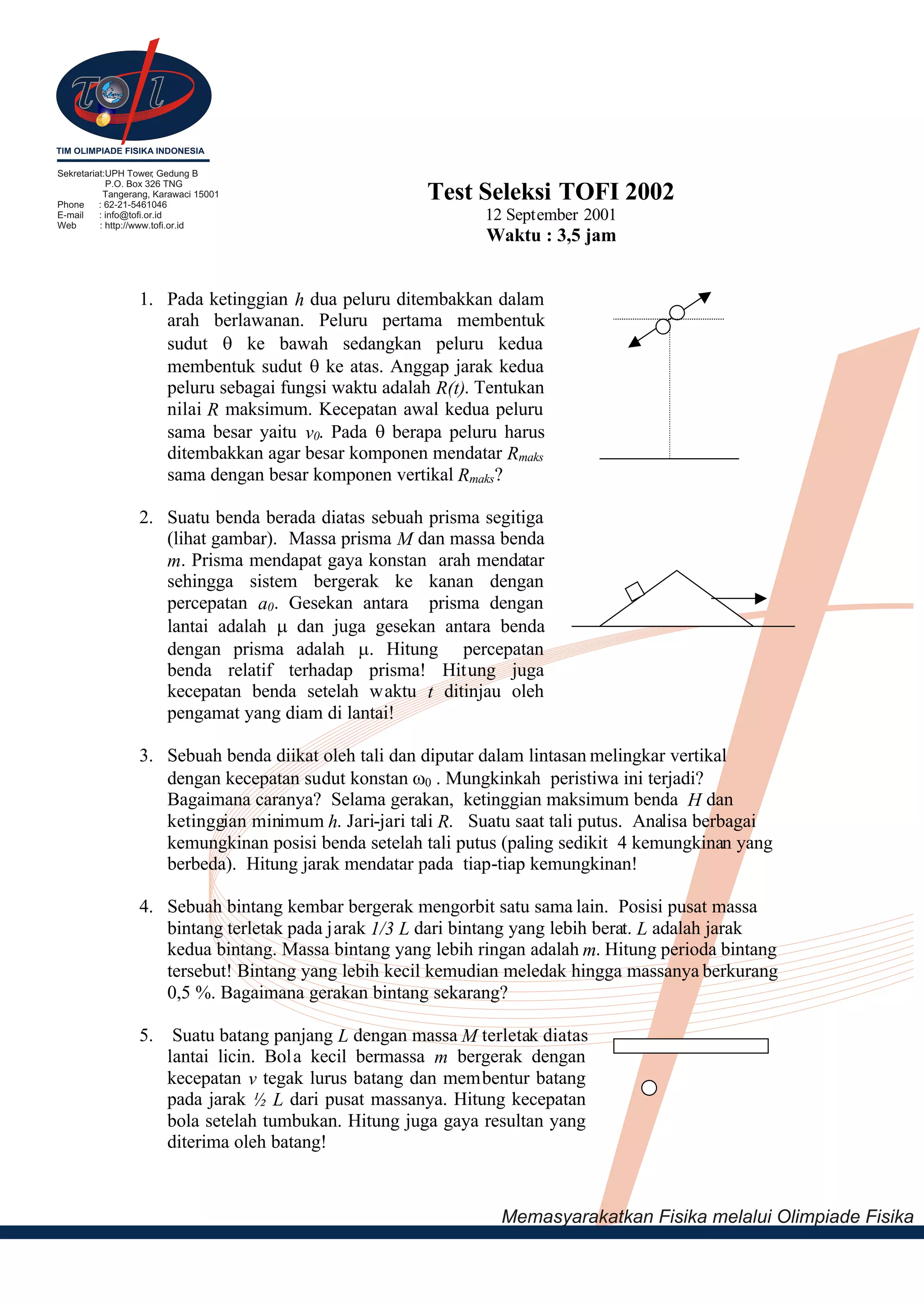 Seleksi tofi 2002 soal | PDF