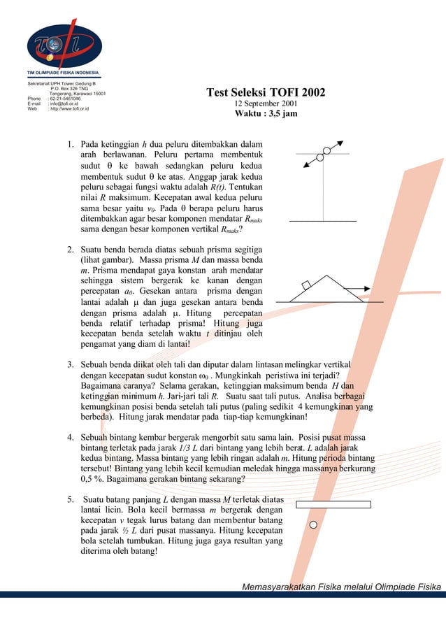 Seleksi tofi 2002 soal | PDF