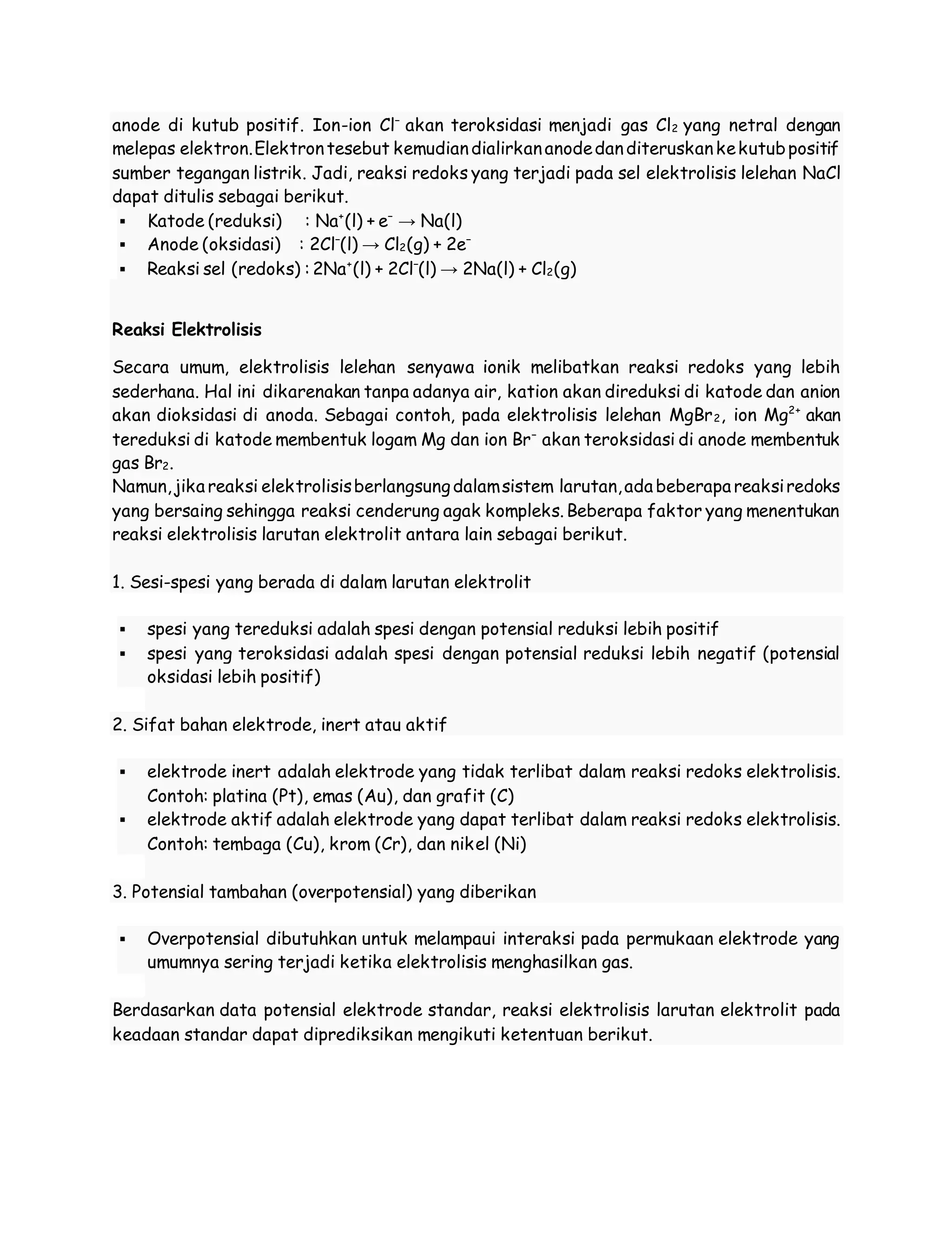 Sel elektrolisis | DOCX