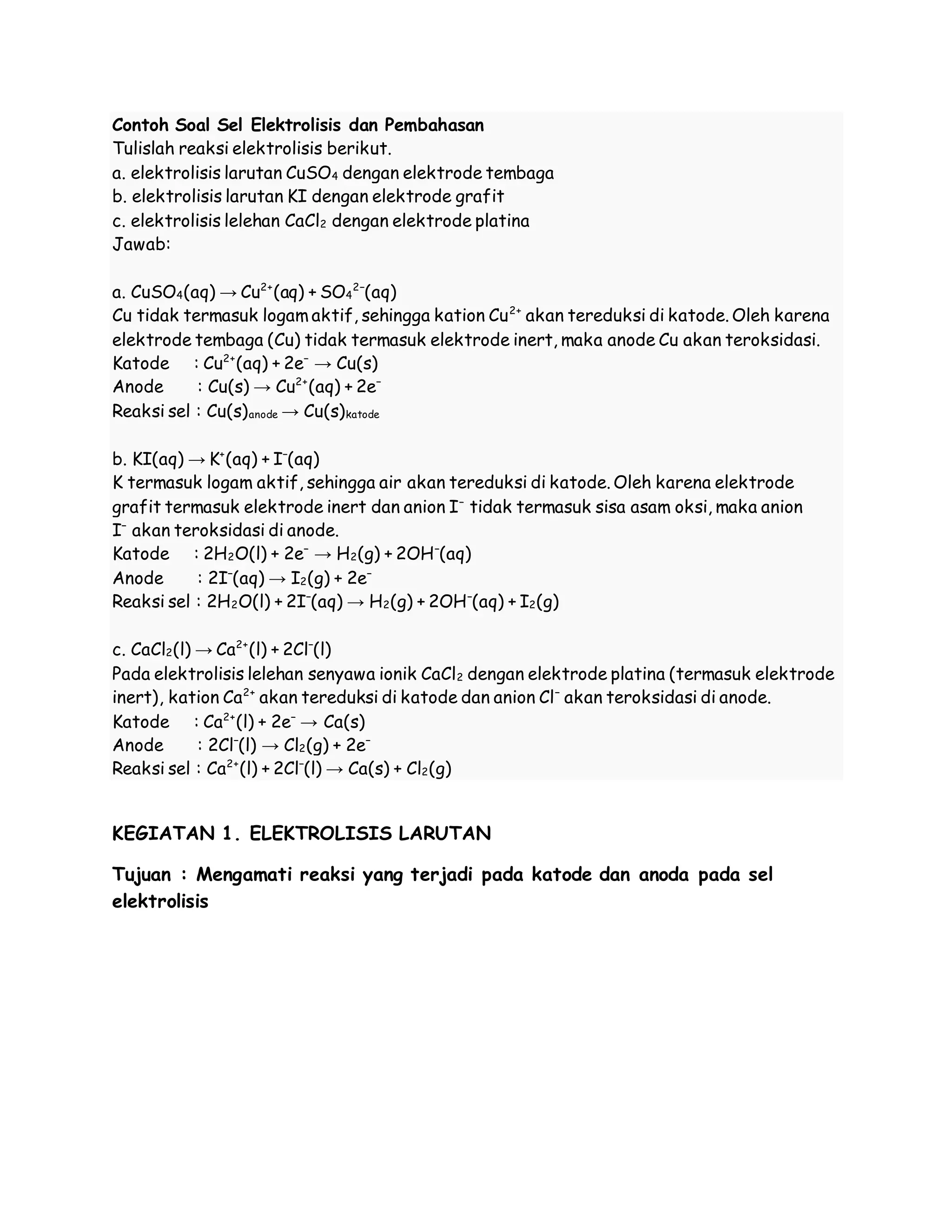 Sel elektrolisis | DOCX