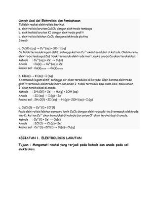 Sel elektrolisis | DOCX