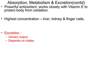 selenium metabolism in human body for mbbs students | PPT