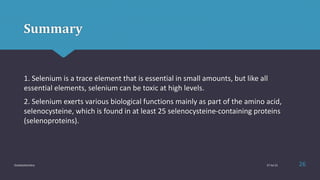Selenium- chemistry, functions and clinical significance | PDF