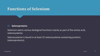 Selenium- chemistry, functions and clinical significance | PDF
