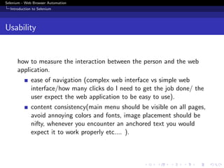 Selenium -Test automation for web applications | PPT