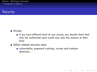 Selenium -Test automation for web applications | PPT
