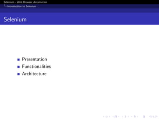 Selenium -Test automation for web applications | PPT