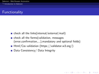 Selenium -Test automation for web applications | PPT