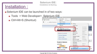 Selenium IDE Introduction, Installation and Working | PPT