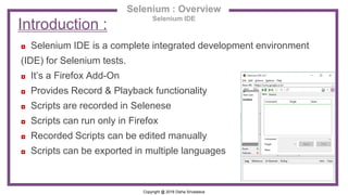 Selenium IDE Introduction, Installation and Working | PPT