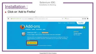 Selenium IDE Introduction, Installation and Working | PPT