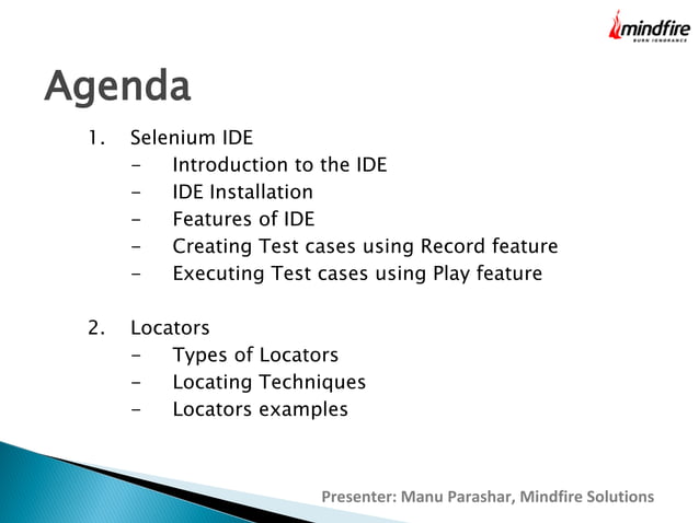 Selenium IDE LOCATORS | PPT