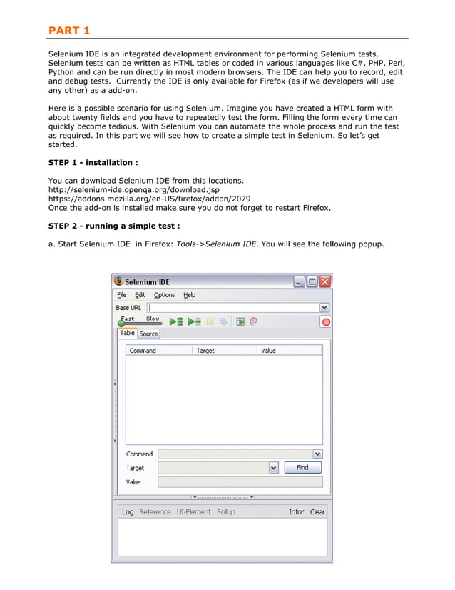 Selenium Ide Tutorial | PDF