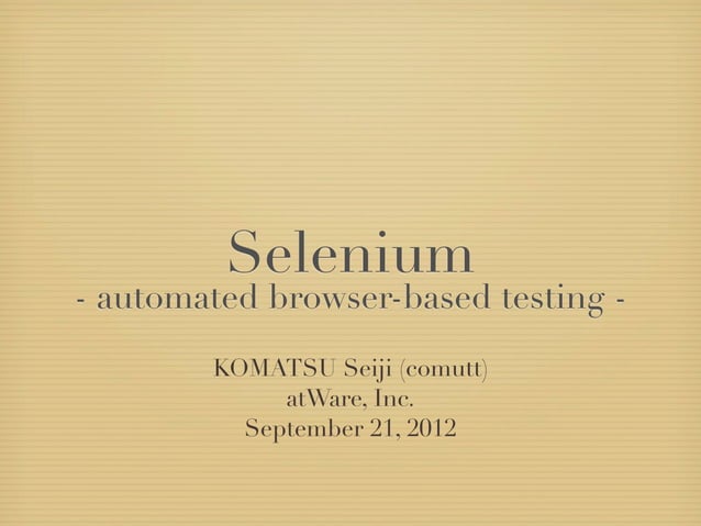 Selenium - automated browser-based testing - | PDF | Browsers ...