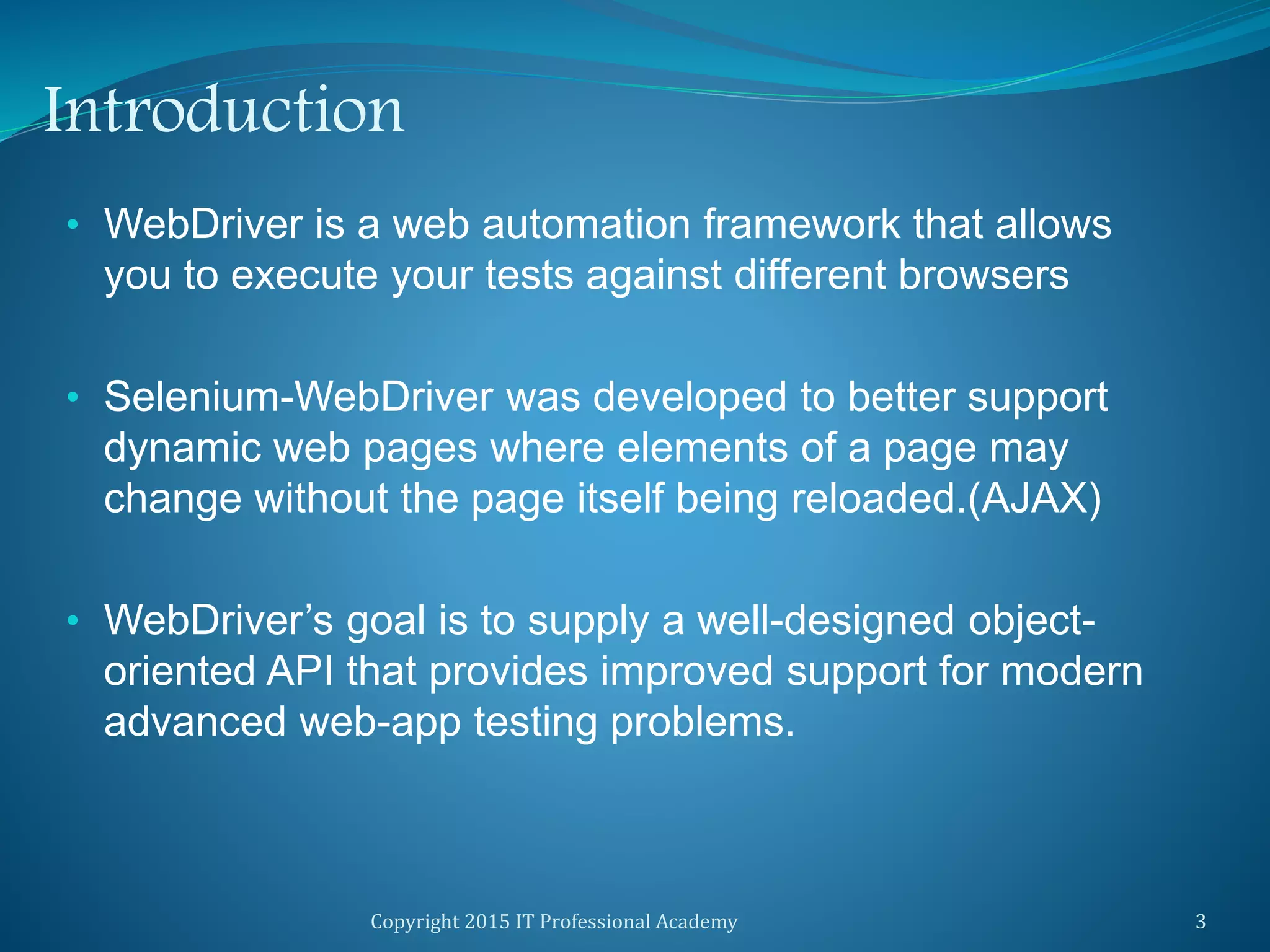 Selenium topic 3 -Web Driver Basics | PPT