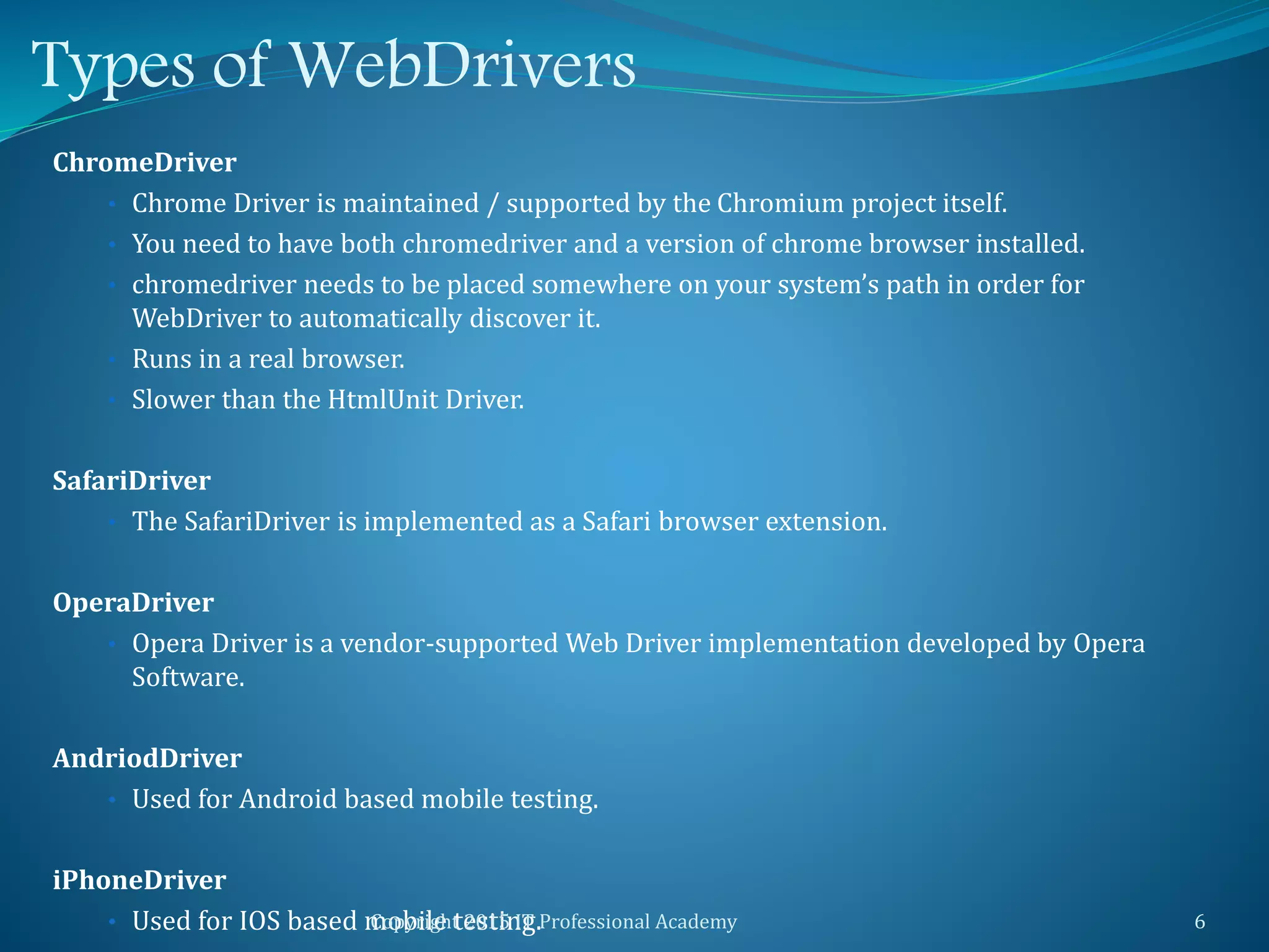 Selenium topic 3 -Web Driver Basics | PPT