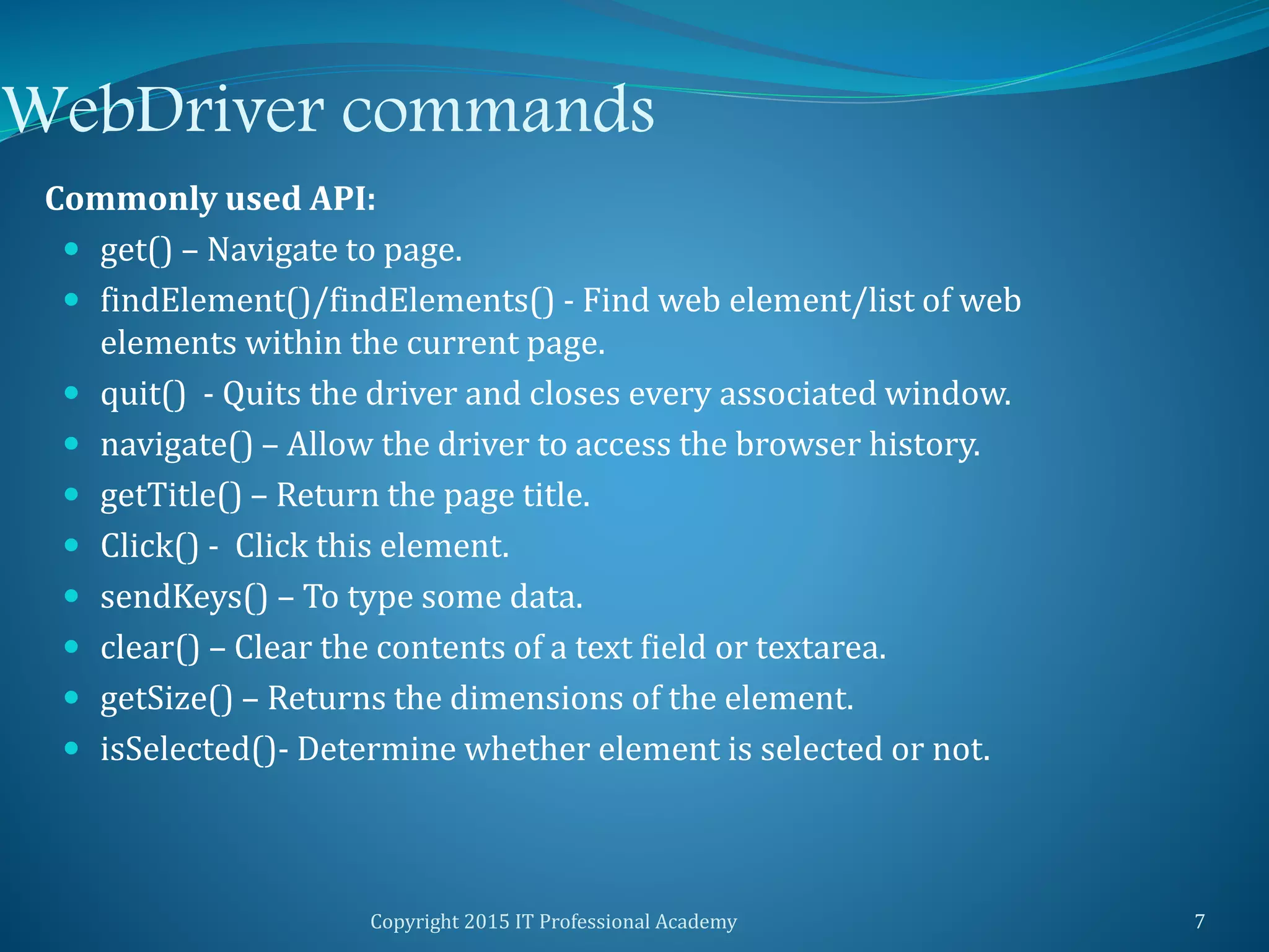 Selenium topic 3 -Web Driver Basics | PPT