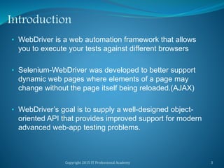 Selenium topic 3 -Web Driver Basics | PPT