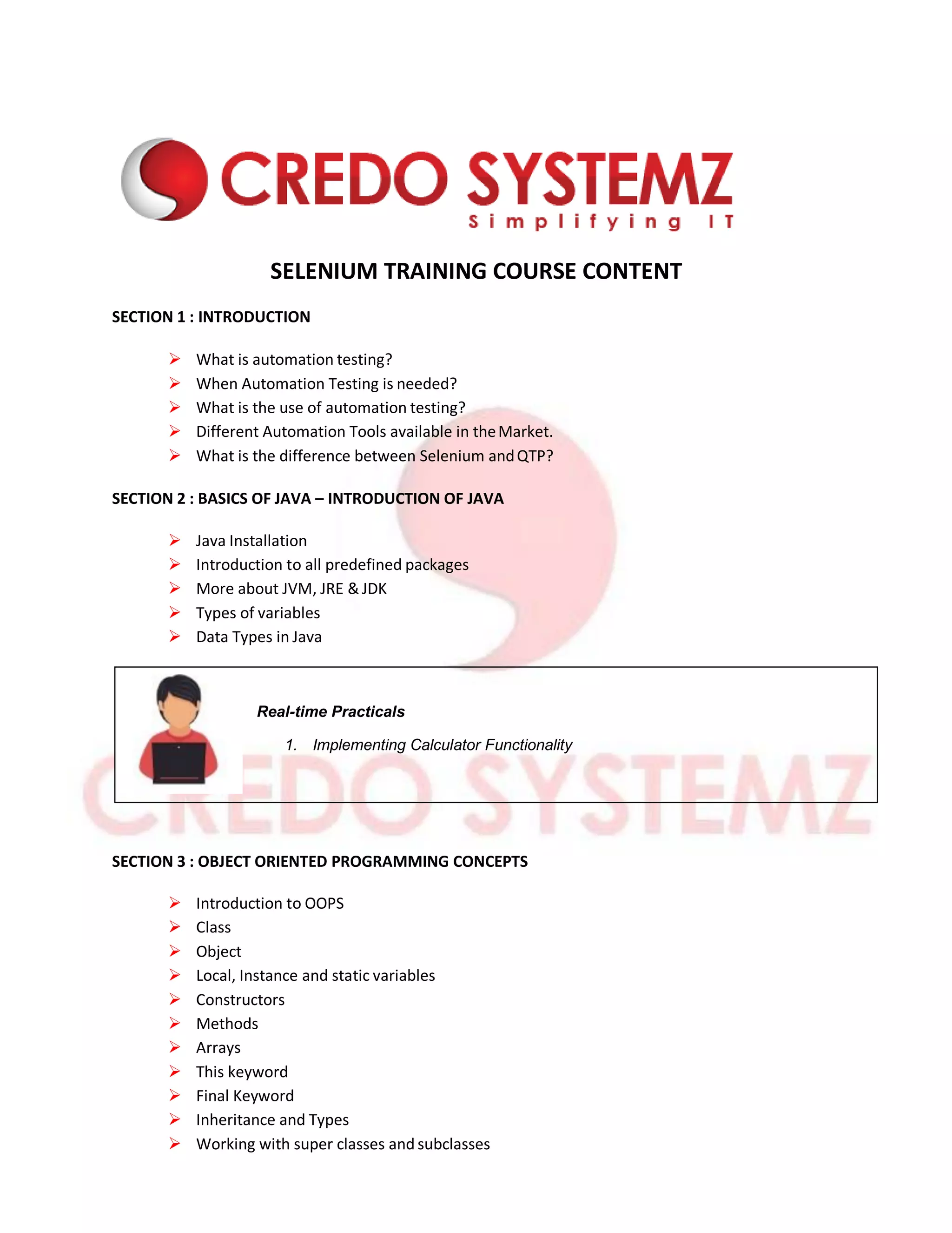 Selenium training-course-content-syllabus-credo systemz | PDF