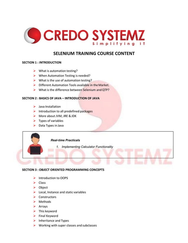Selenium training-course-content-syllabus-credo systemz | PDF