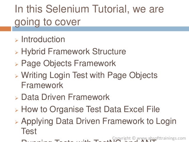 Selenium Tutorial Selenium Hybrid Automation Framework