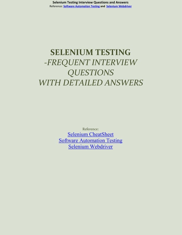 Selenium Automation Testing Interview Questions And Answers | PDF