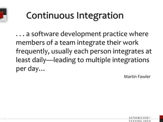 Selenium and Continuous Intergration | PPT