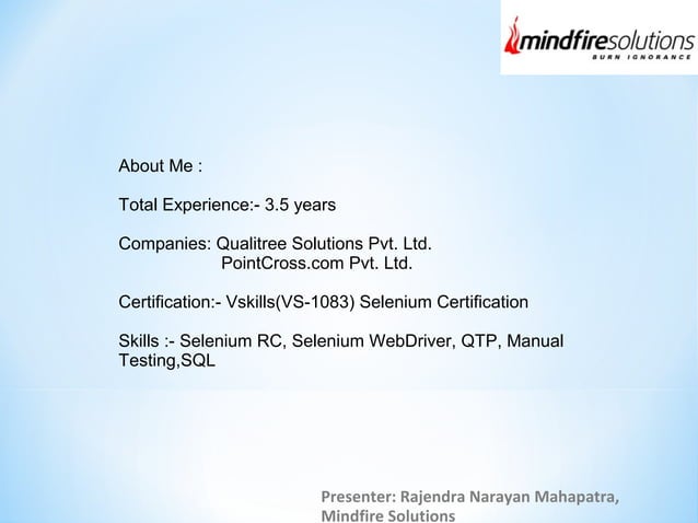 Selenium Automation Framework Ppt