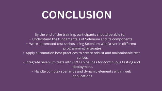 Selenium Automation Training in Hyderabad | PPT